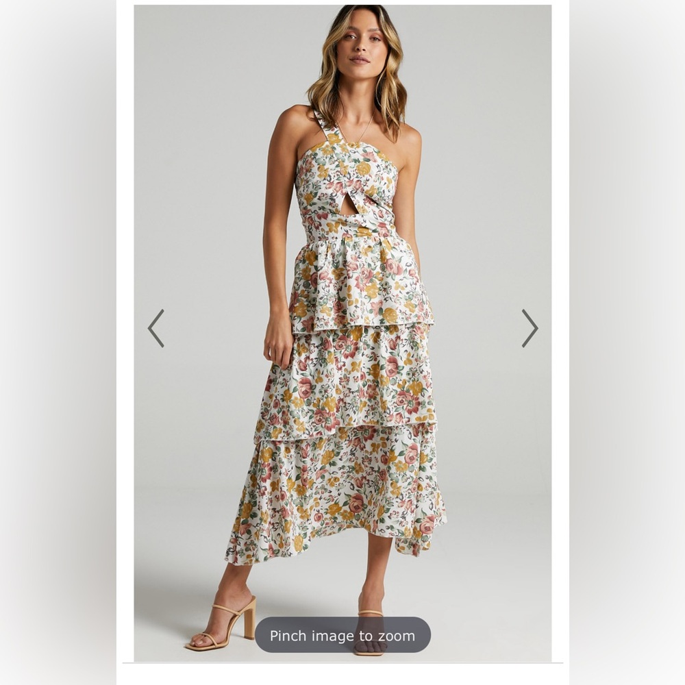 Showpo Reverse Wedding Guest Floral Midi. - Gem
